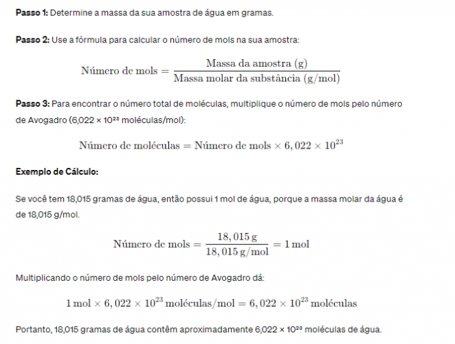 Quais as fórmulas da água?