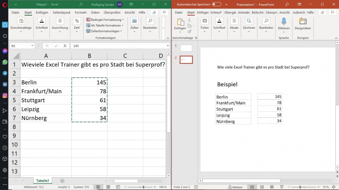 Excel mit PowerPoint verknüpfen