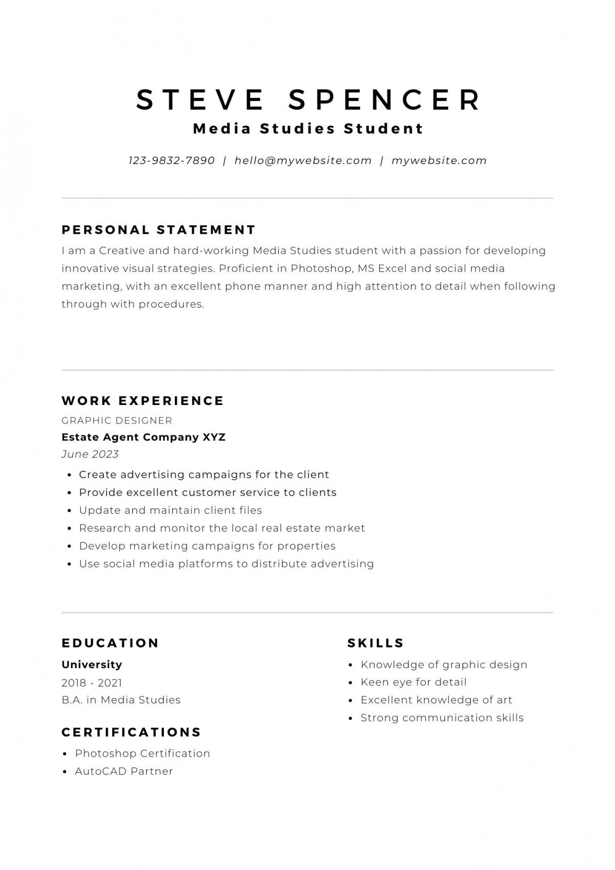 CV with No Work Experience: Sample CVs & Personal Statement