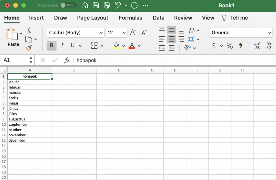 Excel-táblázatok készítése