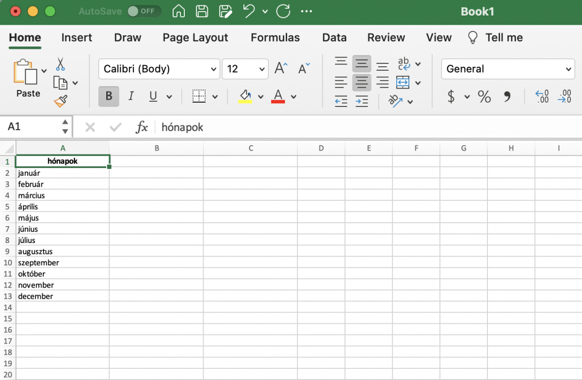 Excel-táblázatok készítése