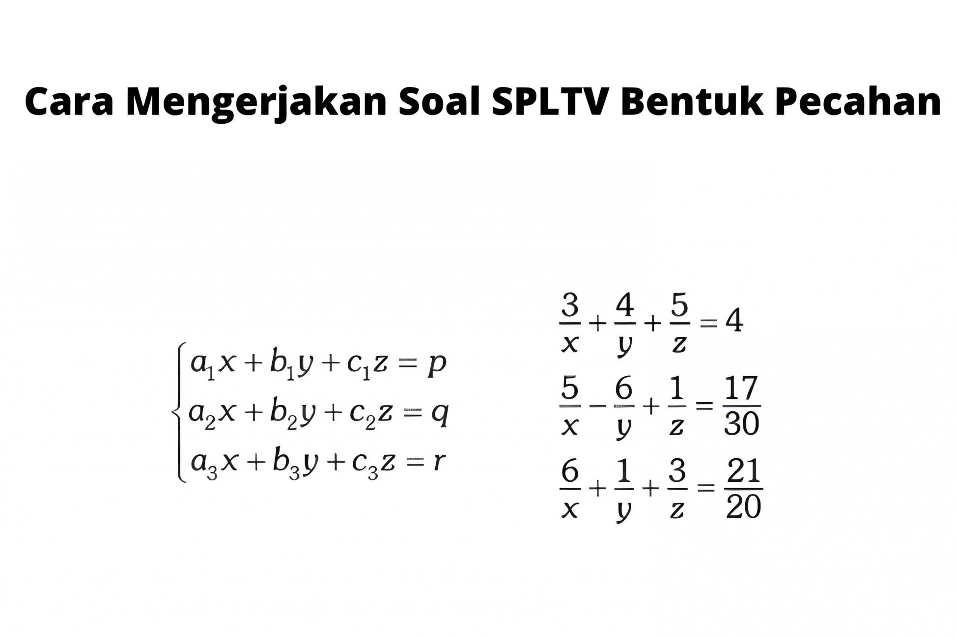 Persamaan Linear Tiga Variabel Dan Cara Penyelesaiannya