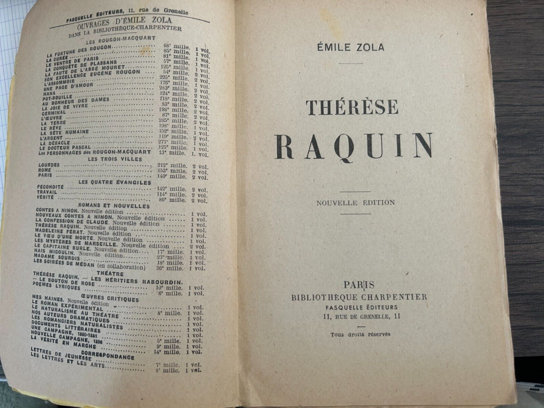 Thérèse Raquin : un Roman d'Émile Zola