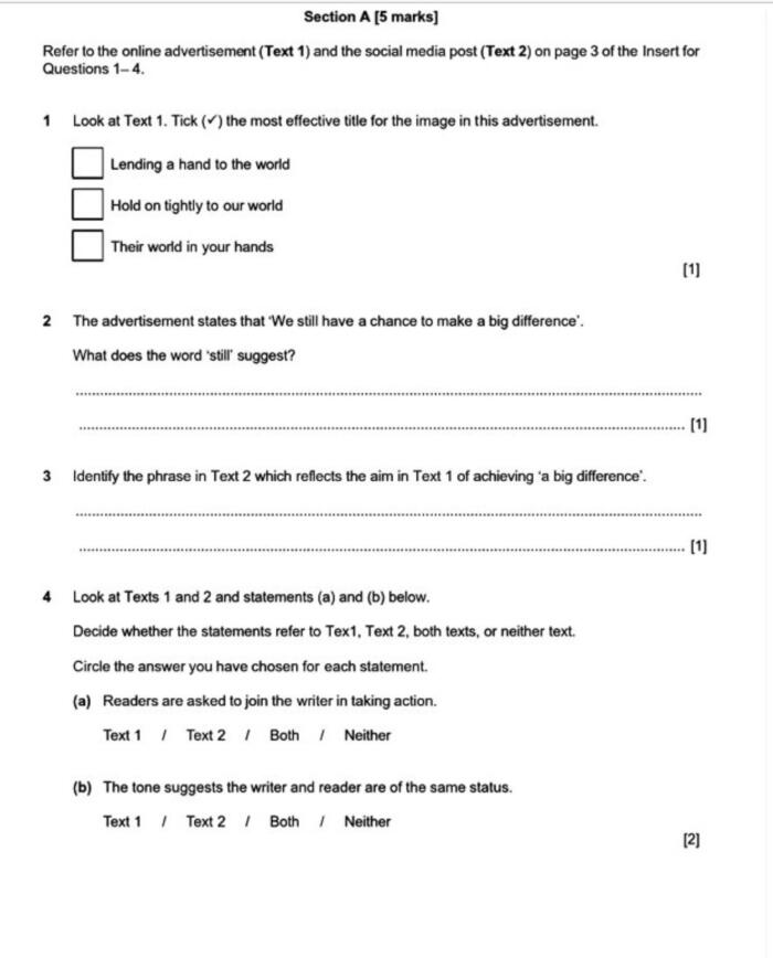 Deciphering O Level English Format and Marking Scheme